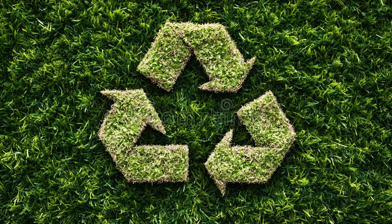Simple Recycling Sign on Green Nature Stock Photo - Image of reduce ...