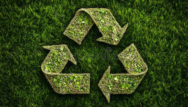 Simple Recycling Sign on Green Nature Stock Image - Image of ...