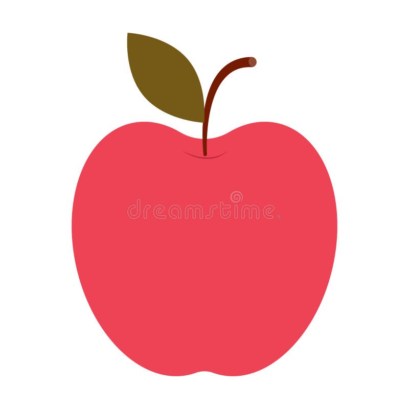 Simple Red Apple in Flat Design, Fruit Icon Stock Vector - Illustration ...