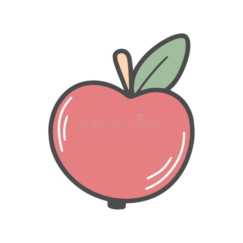 Simple Red Apple Hand Drawn Illustration Stock Vector - Illustration of ...