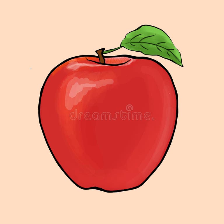 Simple Red Apple Illustration Stock Illustration - Illustration of ...