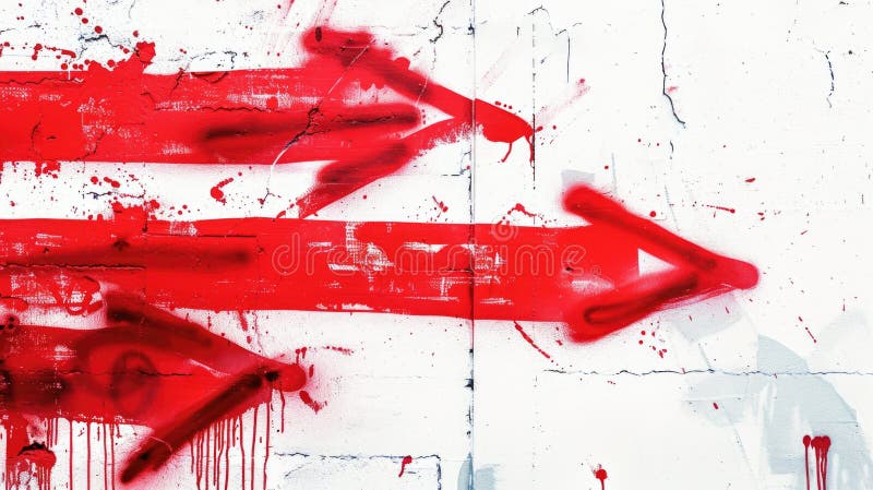 A Simple Red Arrow Painted on a White Background Stock Image - Image of ...