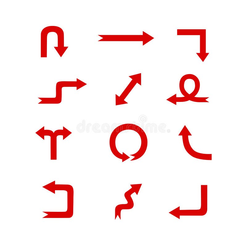 Simple Red Arrows Pointing in Various Directions Stock Vector ...