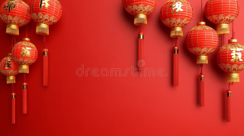 The Simple Red Background Provides a Backdrop for Elegant Red Lanterns ...