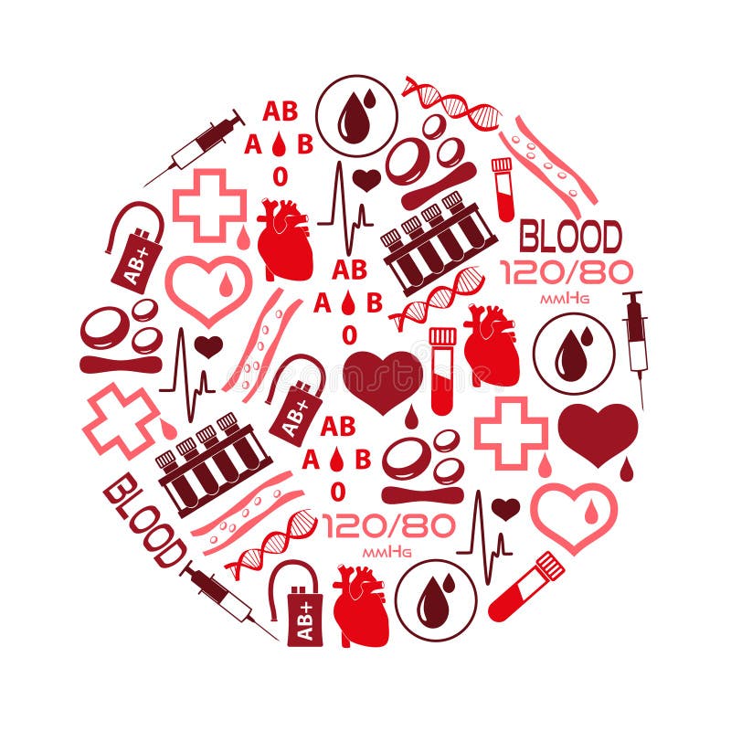 Simple Red Blood Icons in Circle Stock Vector - Illustration of ...