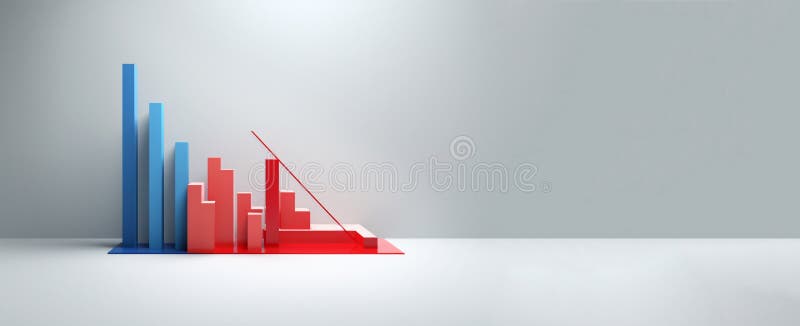 Simple Red and Blue Chart on a Clean White Background with Copy Space ...