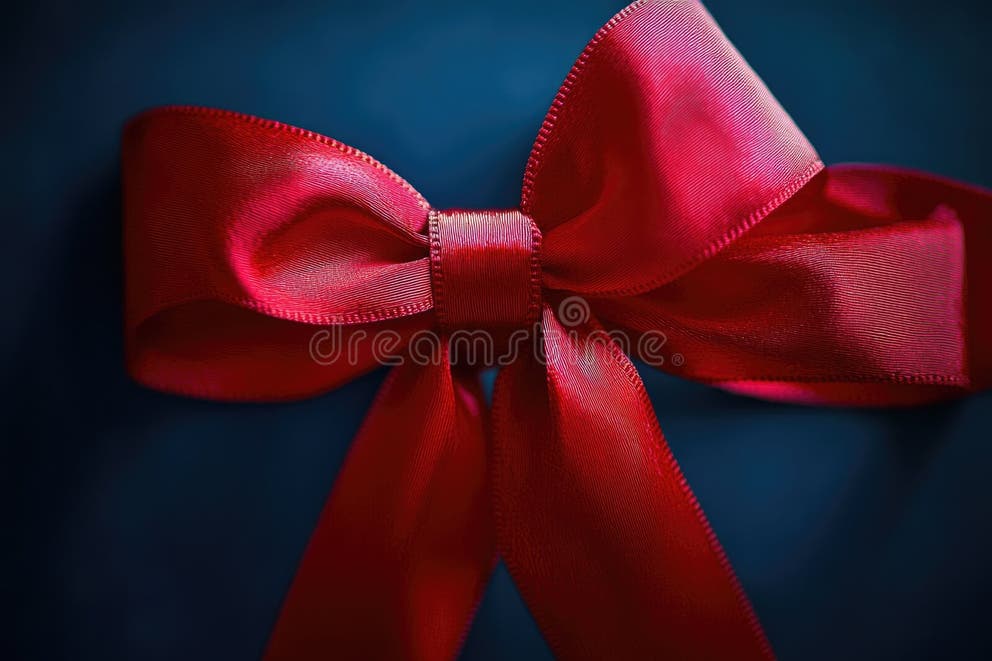 A Simple Red Bow Against a Bright Blue Background Stock Image - Image ...