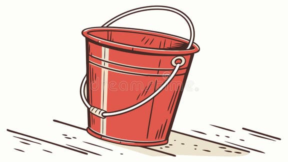 Simple Red Bucket or Pail Illustration, Empty Container, Vector Design ...