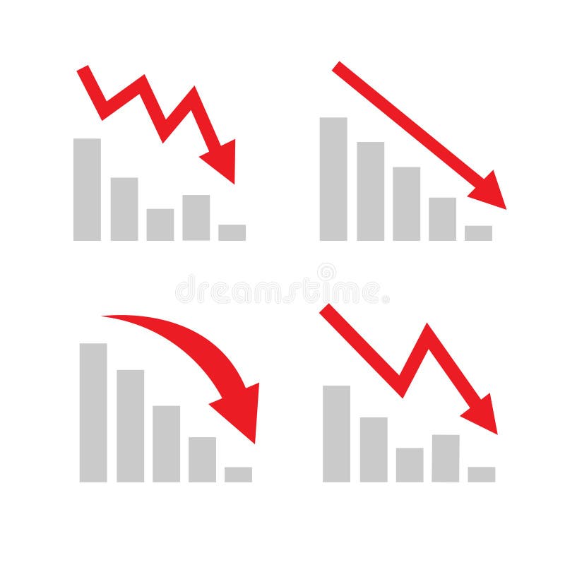 Red Business Arrow Going Down Stock Vector - Illustration of ...