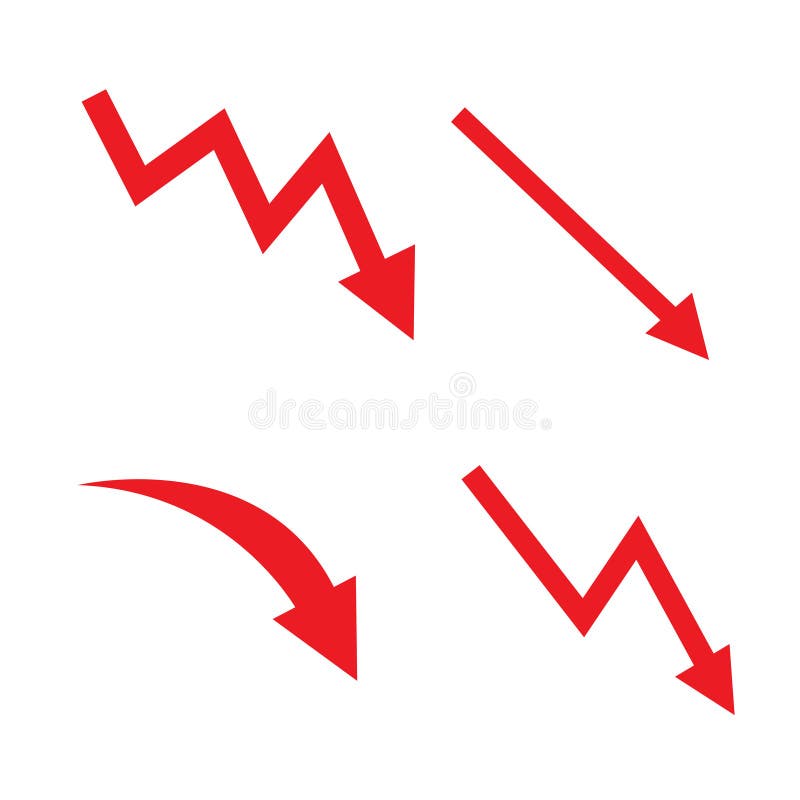 Red Business Arrow Going Down Stock Vector - Illustration of ...