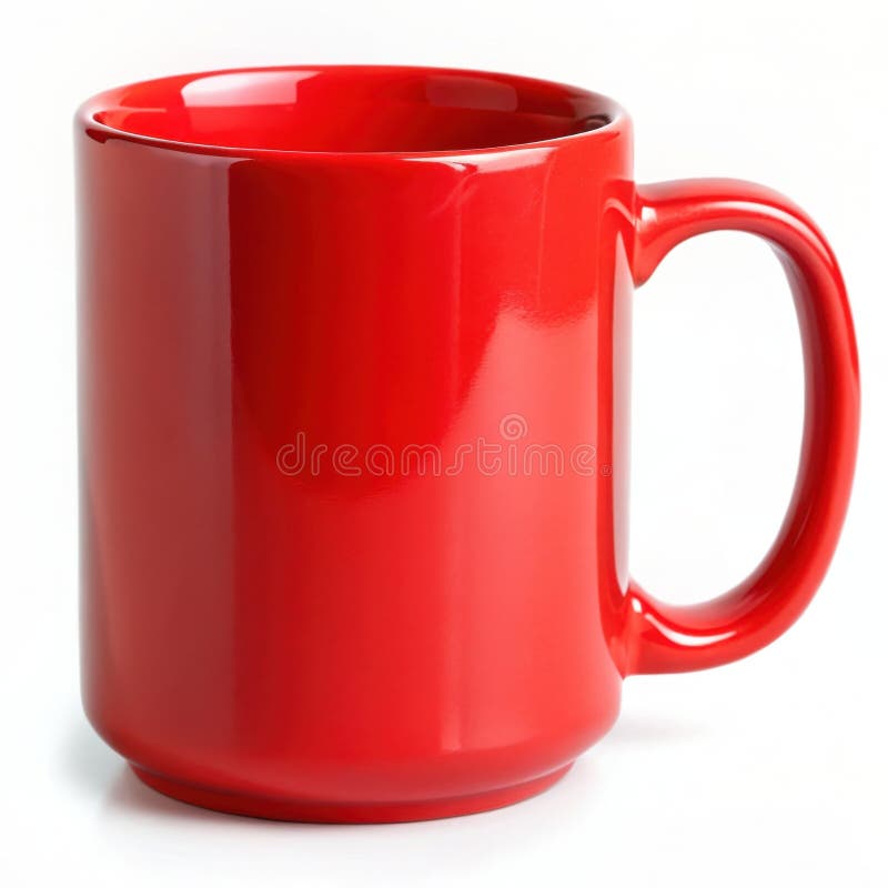 Simple Red Ceramic Mug on White Backdrop Studio Shot Mockup Template ...