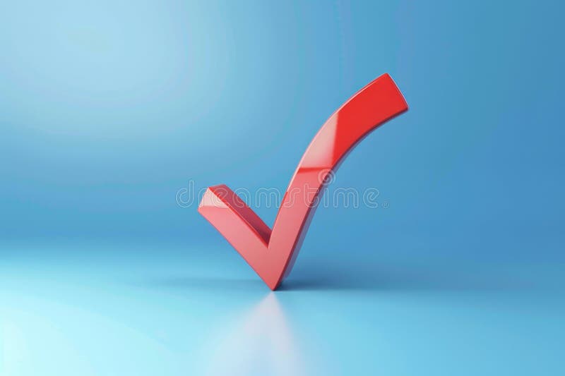 A Simple Red Check Mark Icon on a Bright Blue Background Stock ...
