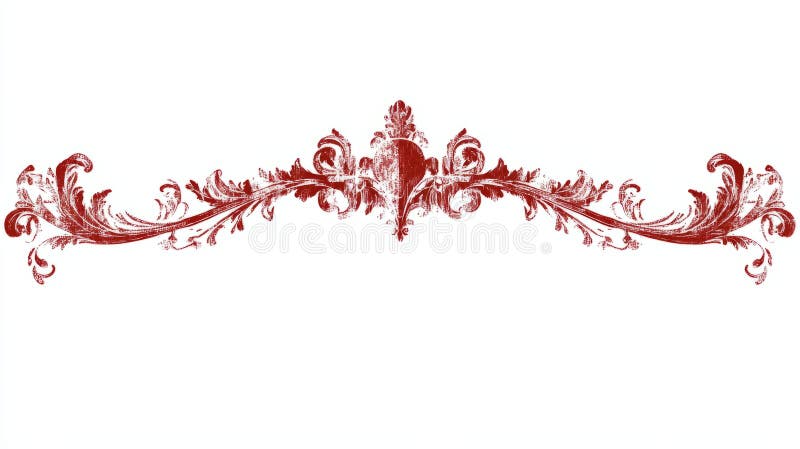 Simple Red Element with Ornamental Edges and White Background Stock ...