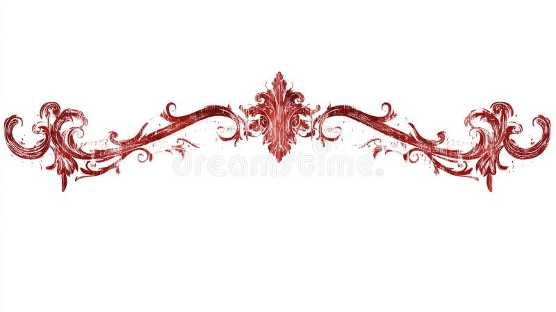 Simple Red Element with Ornamental Edges and White Background Stock ...