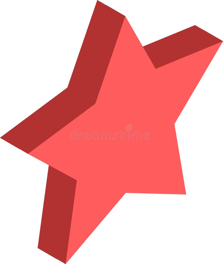 Simple Red Five Pointed Star with Three Dimensional Effect Floating on ...