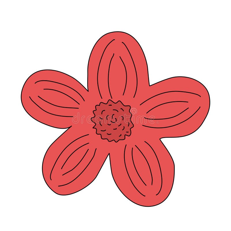 Simple Red Flower Head Top View, Spring Design Element, Vector Stock ...
