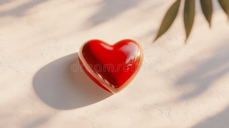Simple Red Heart Casting a Shadow on Textured Surface, Concept of Love ...