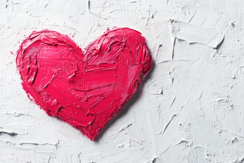 A Simple Red Heart Created with Light Brush Strokes on a Muted, Plain ...