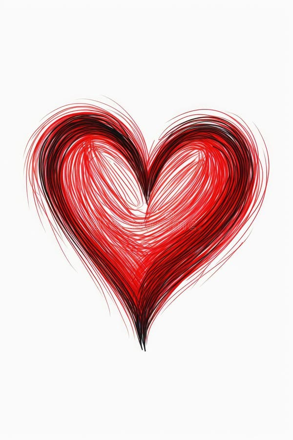 Simple Red Heart Drawing on a White Background. Suitable for Various ...