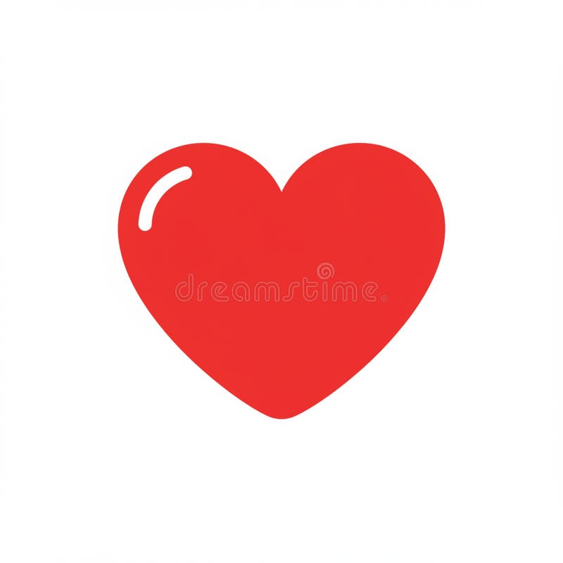A Simple Red Heart Icon on a White Background, Featuring a Glossy ...