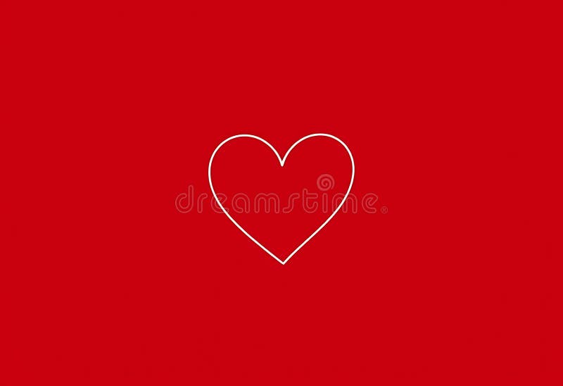 Simple Red Heart Outline Minimalist Design Red Background Stock ...