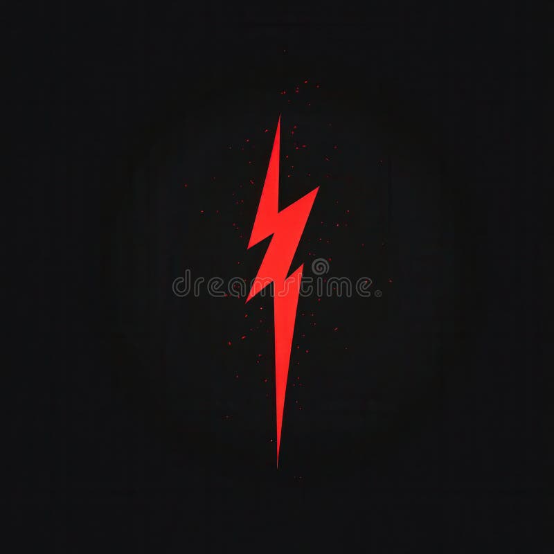 Simple Red Lightning Bolt on Black Background Stock Illustration ...