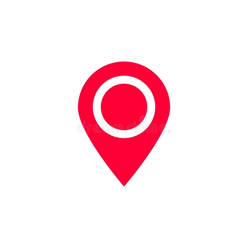 Red Location Icon with Circular Rings for Navigation and Map ...