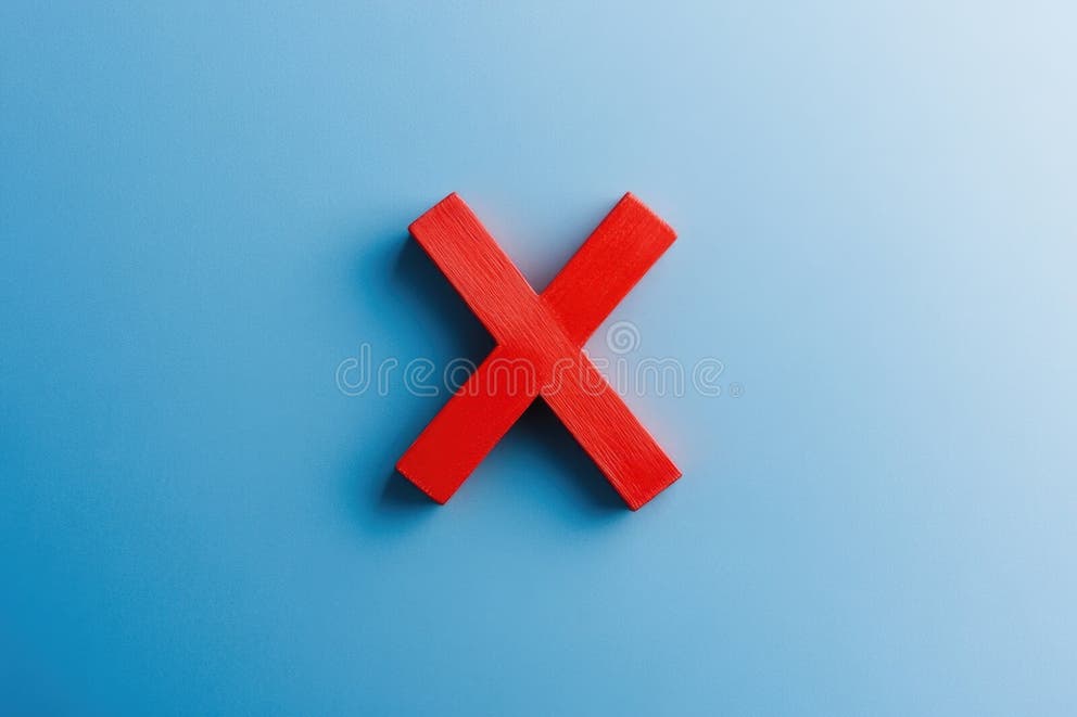 A Simple Red X Mark Against a Bright Blue Background Stock Photo ...