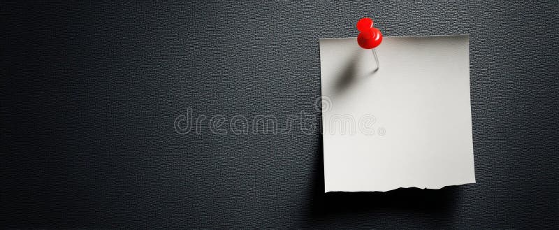 The Simple Red Pushpin Holding a Blank Note on a Textured Black ...