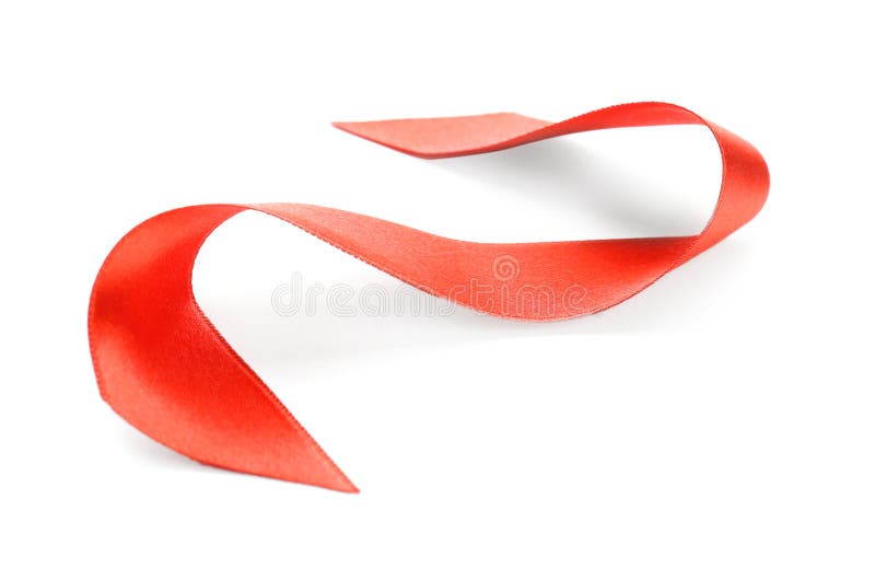 Simple Red Ribbon on White Background, Top View. Festive Stock Image ...