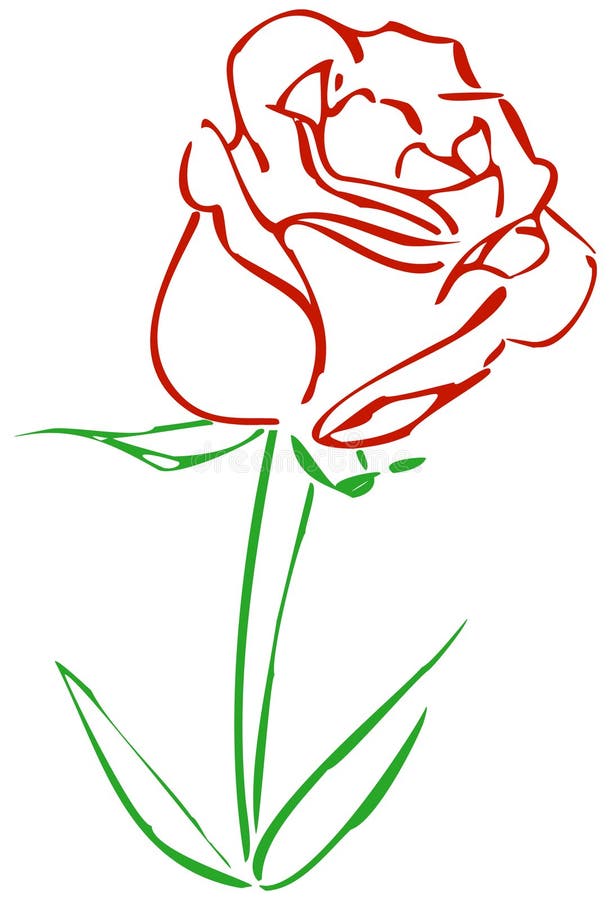 Simple Red Rose Drawing