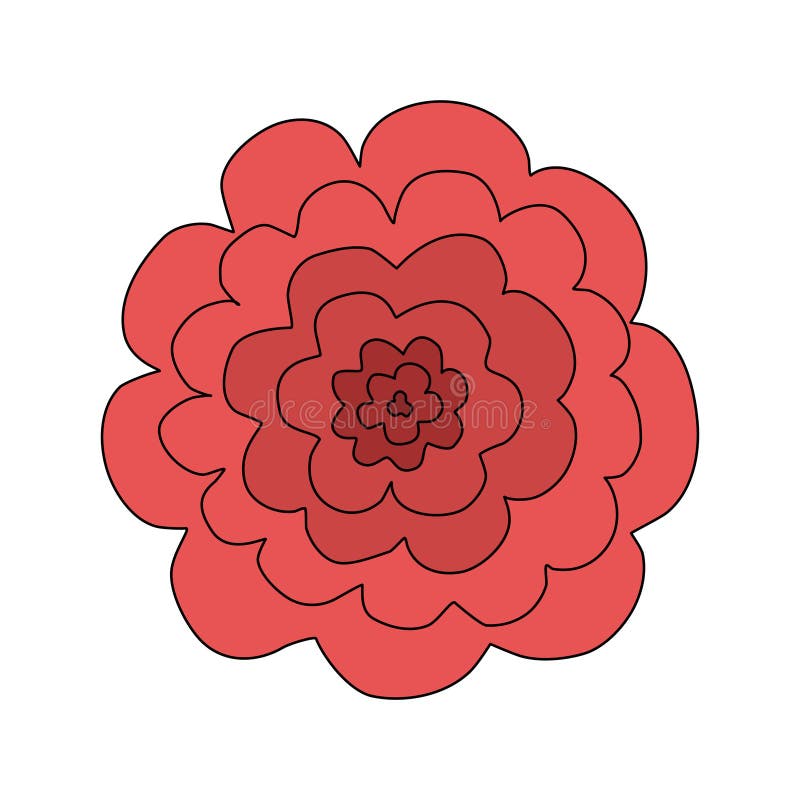 Simple Red Rose Flower Head, Top View, Spring Design Element, Vector ...