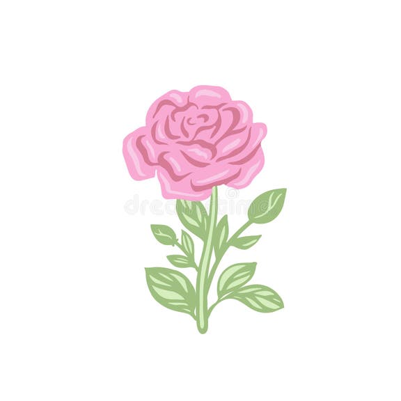 Simple Red Rose Vector on White Background. Stock Illustration ...