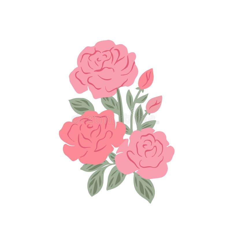 Simple Red Rose Vector on White Background. Stock Illustration ...