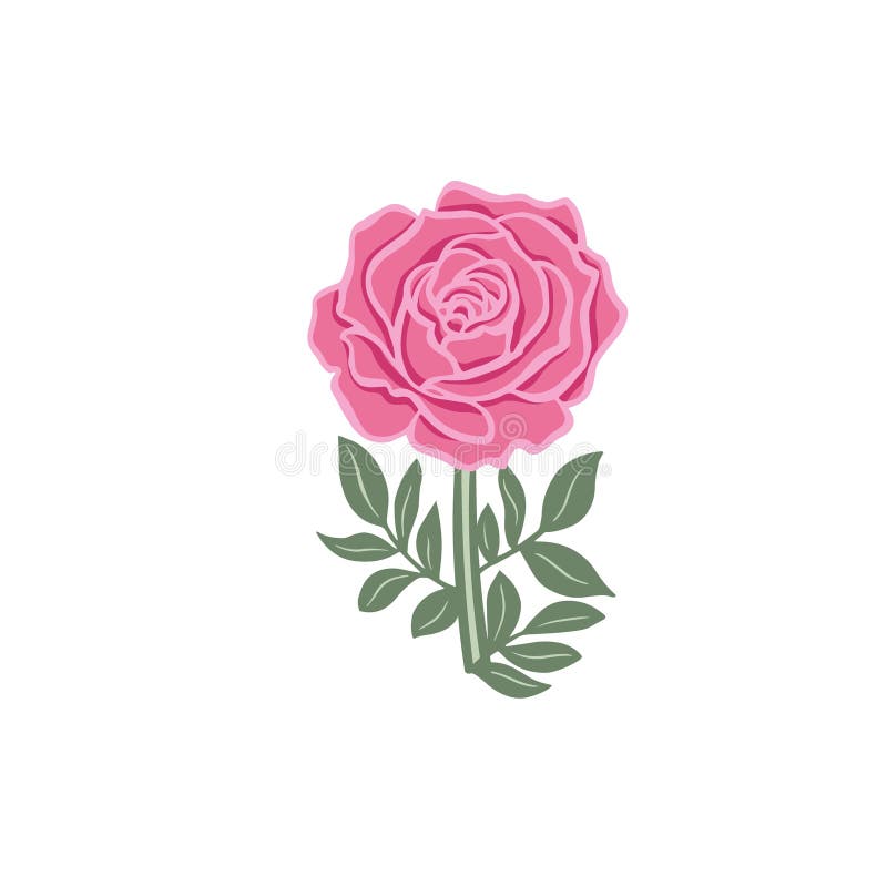 Simple Red Rose Vector on White Background. Stock Illustration ...