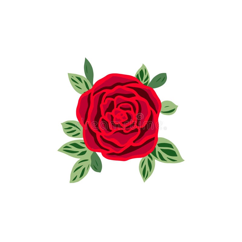 Simple Red Rose Vector on White Background. Stock Illustration ...