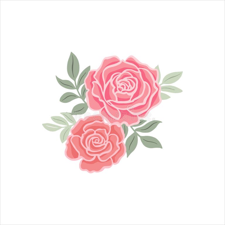 Simple Red Rose Vector on White Background. Stock Illustration ...