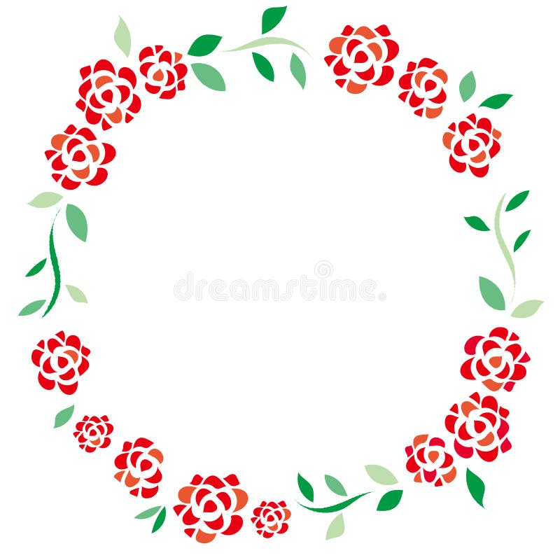 Simple Red Round Rose Frame Stock Vector - Illustration of marriage ...
