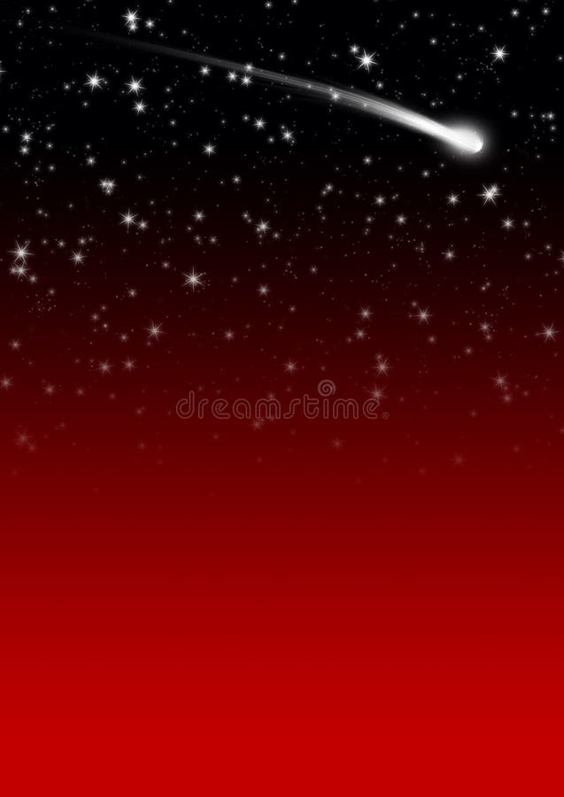 Simple Red Starry Night Sky Background with Falling Star Tail Stock ...