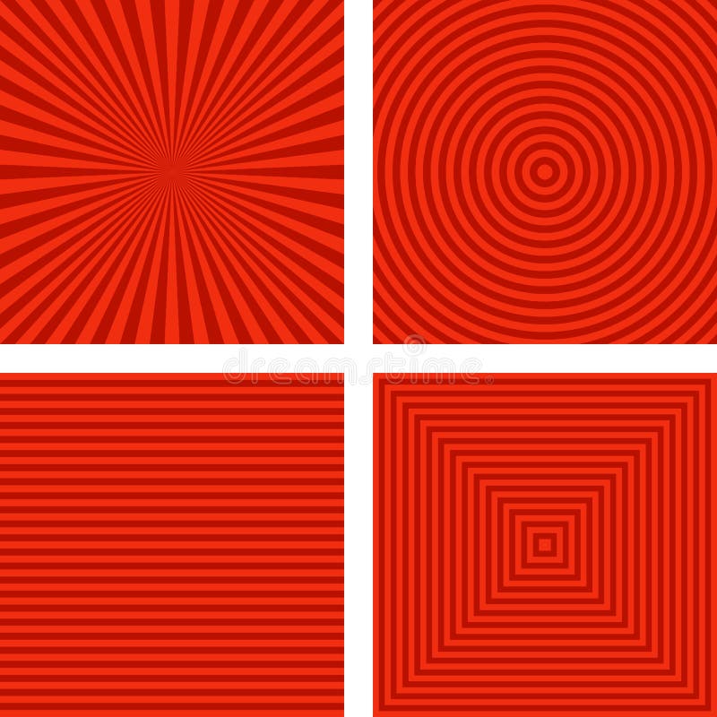 Simple Red Striped Pattern Background Set Stock Vector - Illustration ...