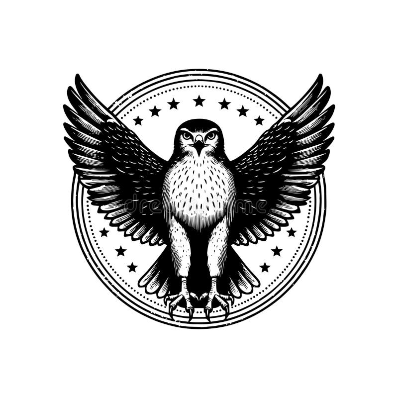 Simple Red Tailed Hawk Front View in Vintage Retro Style Illustration ...