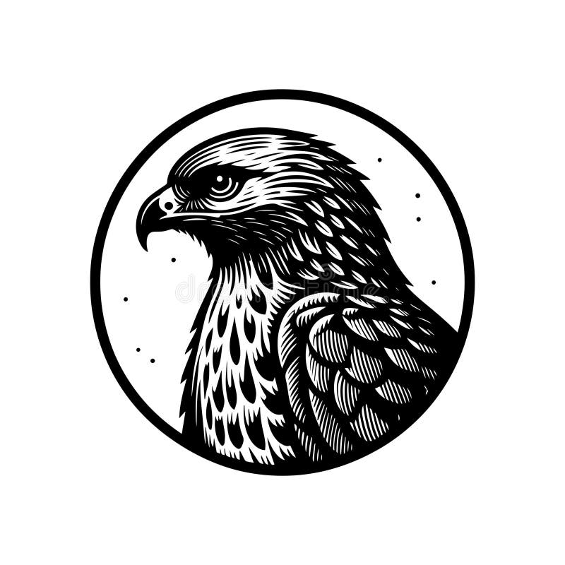 Simple Red-tailed Hawk Side View in Vintage Retro Style Illustration ...