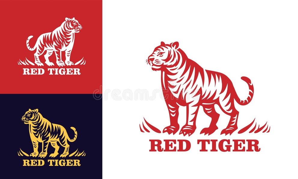 Simple Red Tiger Standing Logo Stock Vector - Illustration of brand ...