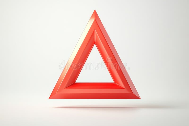 Red Triangle Floating on White Background Representing Minimalist ...