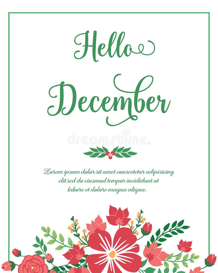 Simple Red Wreath Frame, for Elegant Card of Hello December. Vector ...