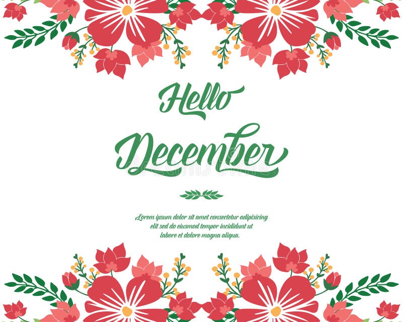 Simple Red Wreath Frame, for Elegant Card of Hello December. Vector ...