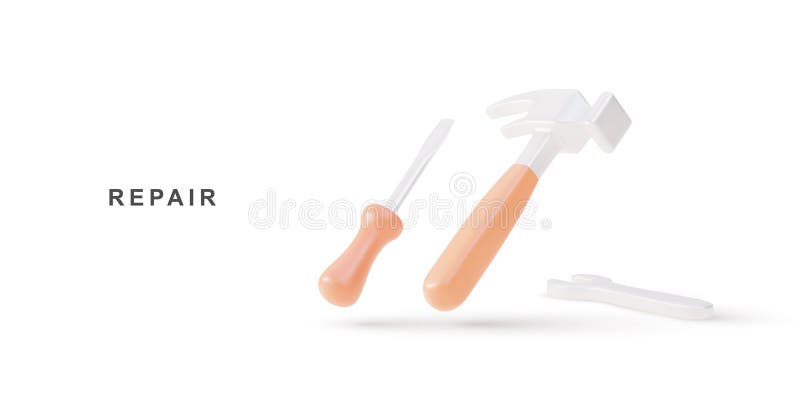 Simple Repair Icon with Hammer, Screwdriver and Wrench. Vector ...