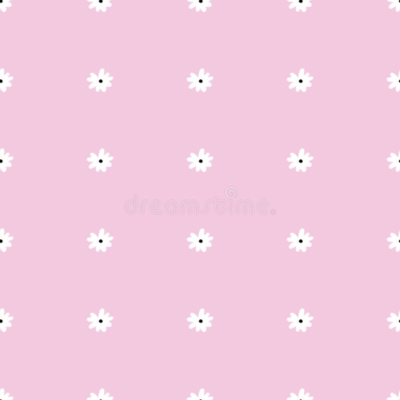 Simple Repeat Daisy Flower Pattern with Pink Background. Seamless ...