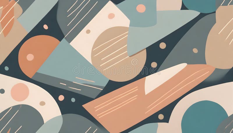 Simple and Repeating Pattern of Abstract Shapes in Muted Colors Palette ...
