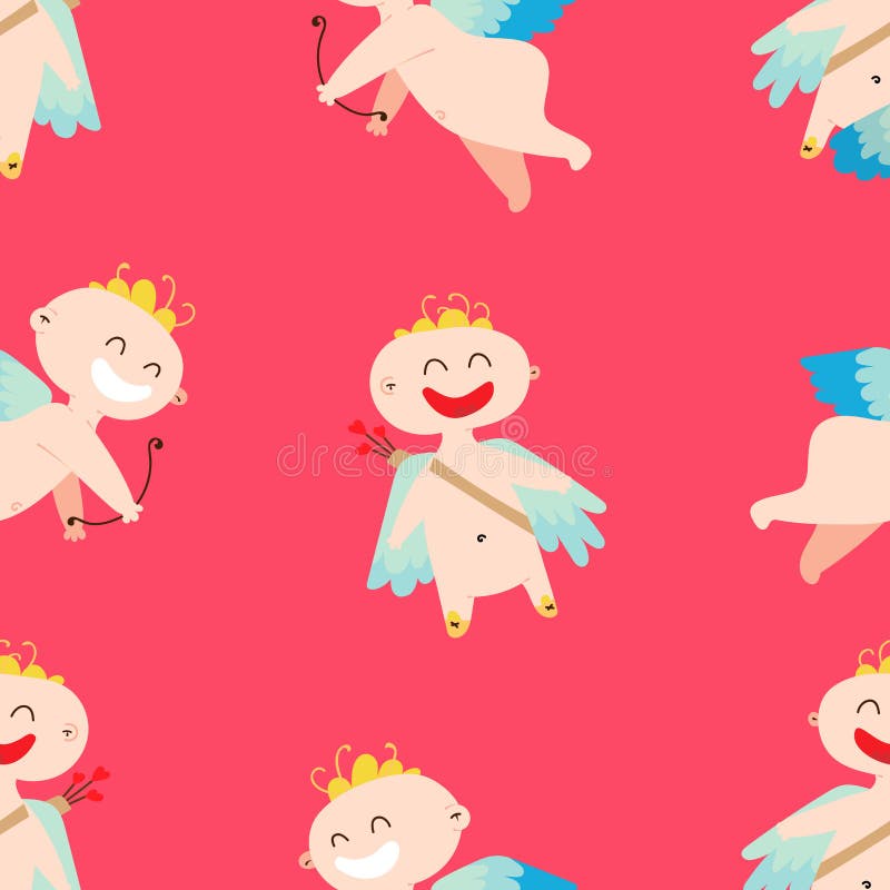 Simple Repeating Seamless Pattern with Cupid Illustration Stock Vector ...